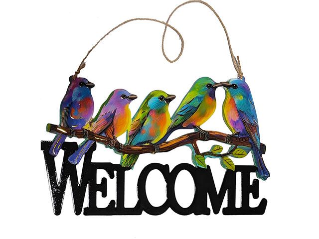 METAL WALL ART BIRDS WELCOME 30.5CM SOLD QTY4